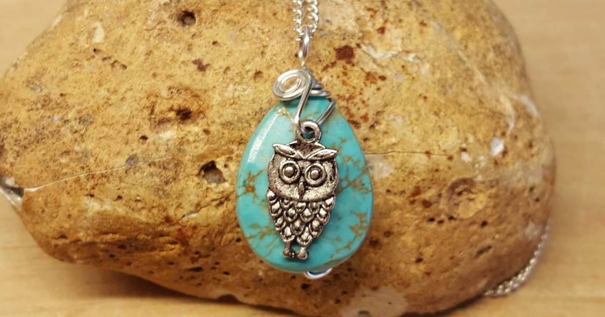 Empowered Crystals :: Turquoise Owl pendant